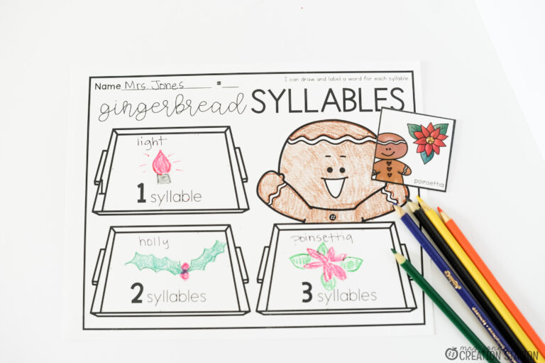 HOLIDAY GINGERBREAD SYLLABLE SORT - Mrs. Jones Creation Station