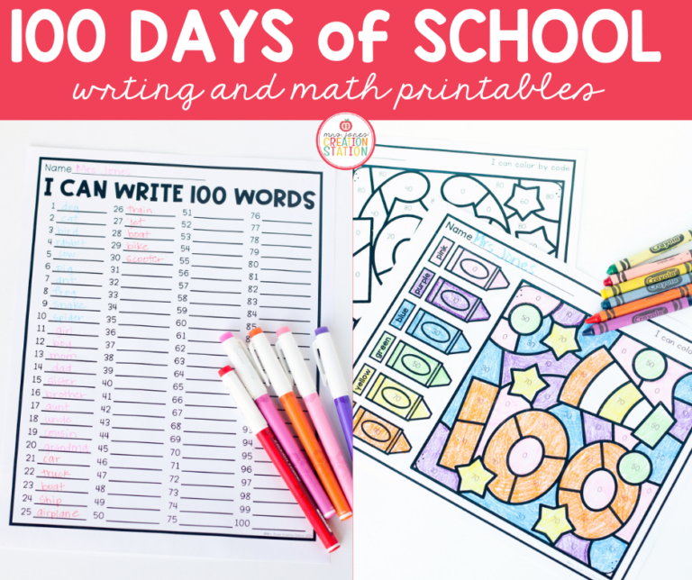 ONE HUNDRED DAYS OF SCHOOL ACTIVITIES - Mrs. Jones Creation Station
